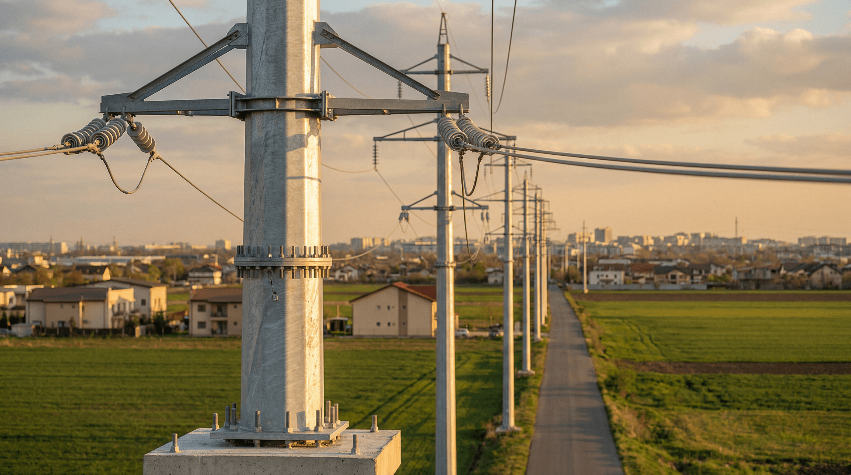 Bucharest Power Transmission Tower Project: 139×18m Steel Tubular Poles ...